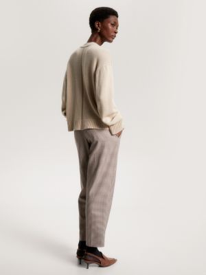 Relaxed Boxy Fit Cardigan Mit V Ausschnitt Beige Tommy Hilfiger
