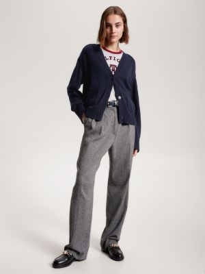 Relaxed Boxy Fit Cardigan Mit V Ausschnitt Blau Tommy Hilfiger