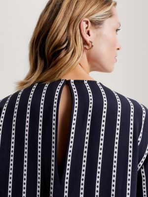 Relaxed Fit Krepp Etuikleid Mit Streifen Blau Tommy Hilfiger