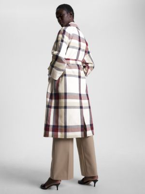 Trench Impermeabile Relaxed Fit A Quadri Bianco Tommy Hilfiger