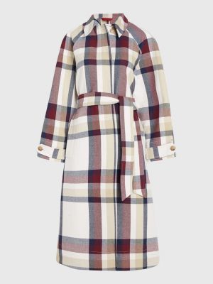 Trench Impermeabile Relaxed Fit A Quadri Bianco Tommy Hilfiger