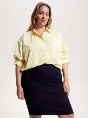 Curve Tommy Icons Oversized Fit Bluse Weiß Tommy Hilfiger