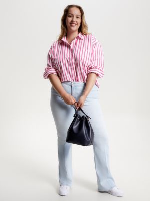 Curve Tommy Icons Oversized Fit Bluse Weiß Tommy Hilfiger