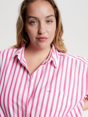 Curve Tommy Icons Stripe Oversized Shirt White Tommy Hilfiger