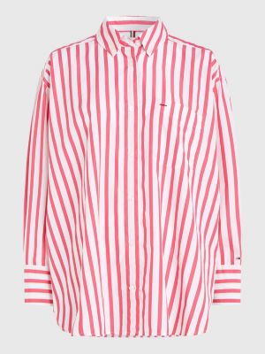 Curve Tommy Icons Oversized Fit Bluse Weiß Tommy Hilfiger