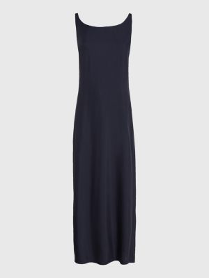 Curve Mouwloze Maxi Jurk Met Signature Streep Blauw Tommy Hilfiger
