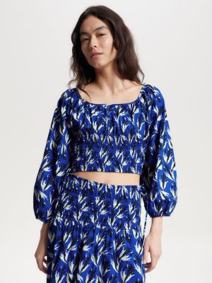 Tommy Hilfiger X Vacation Crop Top Mit Tiefem Rundhalsausschnitt Blau