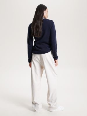 Wollpullover Mit Rundhalsausschnitt Blau Tommy Hilfiger