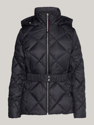 Elevated Belted Quilted Jacket Black Tommy Hilfiger