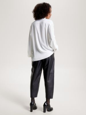 Relaxed Fit Krepp Bluse Weiß Tommy Hilfiger