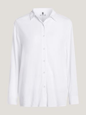 Relaxed Fit Krepp Bluse Weiß Tommy Hilfiger