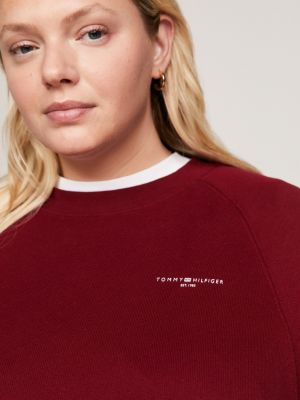 Curve Sweatshirt Mit Hilfiger Stickerei Rot Tommy Hilfiger