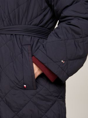 Diamond Quilted Removable Hood Coat Blue Tommy Hilfiger