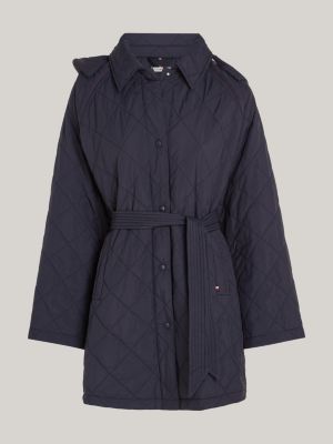 Diamond Quilted Removable Hood Coat Blue Tommy Hilfiger