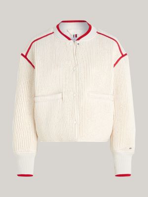 Gewatteerd Doorgestikt Bomberjack Met Embleem Beige Tommy Hilfiger