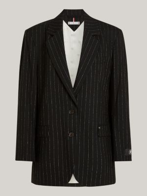Prep Oversized Pinstripe Blazer Black Tommy Hilfiger