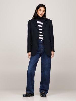 Einreihiger Oversized Fit Blazer Blau Tommy Hilfiger