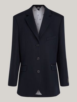 Einreihiger Oversized Fit Blazer Blau Tommy Hilfiger