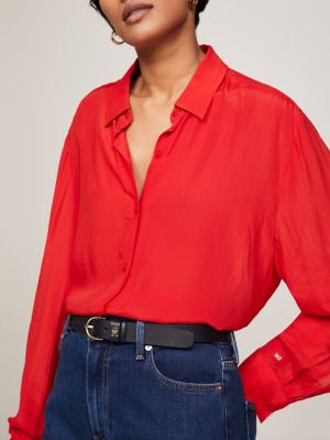 Metal Flag Crepe Regular Fit Shirt Red Tommy Hilfiger