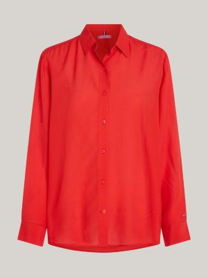 Metal Flag Crepe Regular Fit Shirt Red Tommy Hilfiger