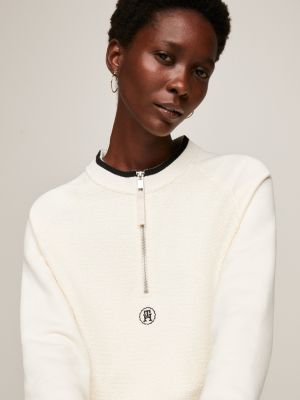 Strukturiertes Cropped Fit Sweatshirt Beige Tommy Hilfiger