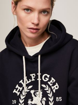 Regular Fit Hoodie Mit Th Wappen Logo Blau Tommy Hilfiger