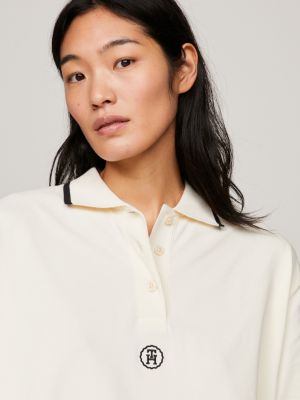 Relaxed Fit Varsity Poloshirt Mit Th Monogramm Beige Tommy Hilfiger