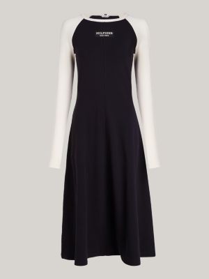 Geripptes Baseball Kleid Mit Monotype Logo Schwarz Tommy Hilfiger