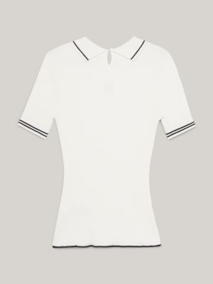 Polotrui Met Korte Mouwen En Embleem Wit Tommy Hilfiger