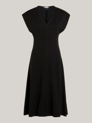Knielanges Fit And Flare Kleid Schwarz Tommy Hilfiger