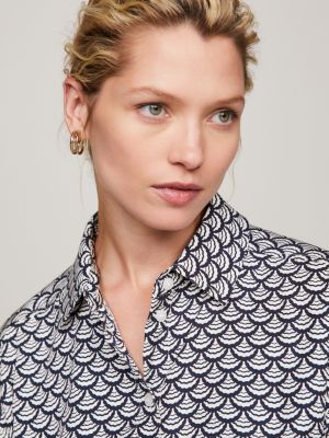 Modern Regular Fit Blouse Met Schelpenprint Blauw Tommy Hilfiger