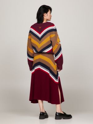 Tommy X Pendleton Wool Valley Stripe Jumper Skirt Red Tommy Hilfiger