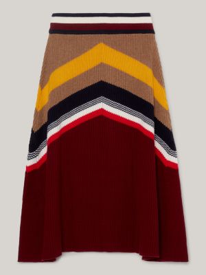 Tommy X Pendleton Wool Valley Stripe Jumper Skirt Red Tommy Hilfiger