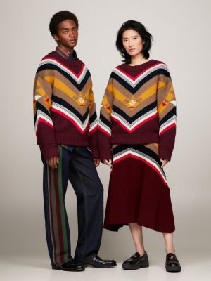 Tommy X Pendleton Relaxed Fit Pullover Mit Valley Streifen Rot