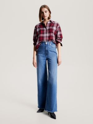 Camisa Oversize Con Cuadros Escoceses Rojo Tommy Hilfiger