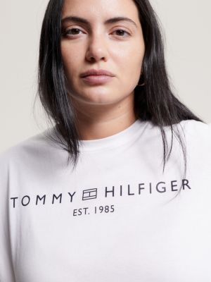 Curve T Shirt Met Ronde Hals En Logo Wit Tommy Hilfiger