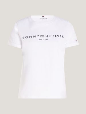 Curve T Shirt Met Ronde Hals En Logo Wit Tommy Hilfiger