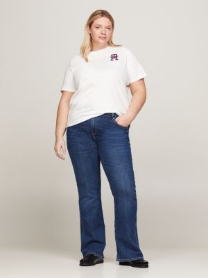 Curve Th Monogram T Shirt Mit Rundhalsausschnitt Weiß Tommy Hilfiger