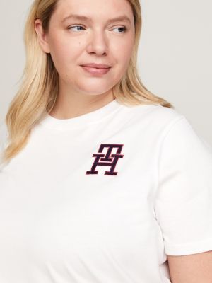 Curve Th Monogram T Shirt Mit Rundhalsausschnitt Weiß Tommy Hilfiger