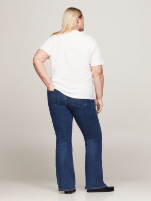 Curve Th Monogram T Shirt Mit Rundhalsausschnitt Weiß Tommy Hilfiger