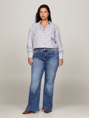 Curve Th Monogram Ithaca Striped Oversized Shirt White Tommy Hilfiger