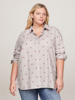 Vestido Camisero Curve Con Monograma Th Blanco Tommy Hilfiger