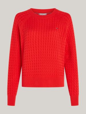 Curve Trui Met Mini Kabelsteek Oranje Tommy Hilfiger