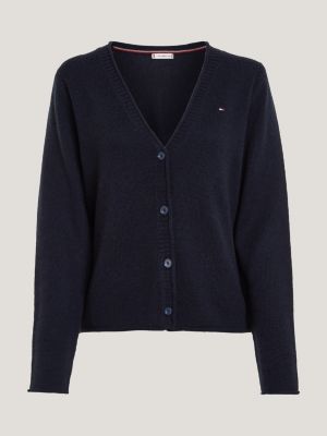 Curve Woll Cardigan Mit V Ausschnitt Blau Tommy Hilfiger