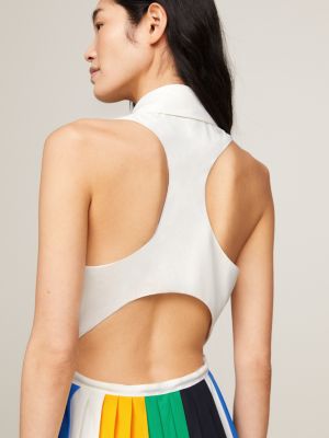 Color Block Maxikleid Mit Falten Weiß Tommy Hilfiger