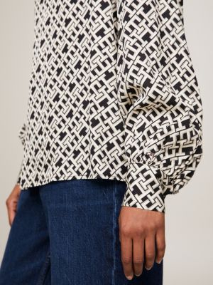 Th Monogram Relaxed Fit Blouse Black Tommy Hilfiger