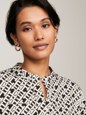 Relaxed Fit Bluse Mit Th Monogramm Schwarz Tommy Hilfiger