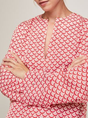 Relaxed Fit Bluse Mit Geometrischem Muster Rot Tommy Hilfiger