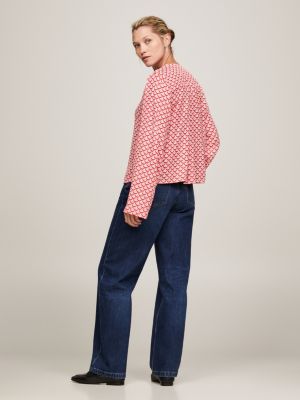 Relaxed Fit Bluse Mit Geometrischem Muster Rot Tommy Hilfiger