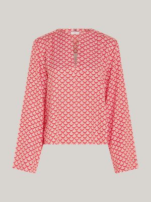 Relaxed Fit Bluse Mit Geometrischem Muster Rot Tommy Hilfiger